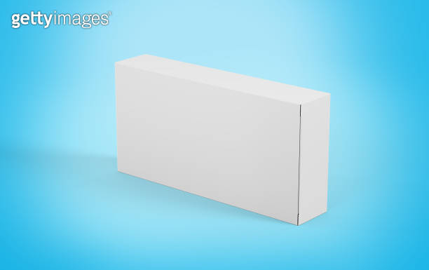 Empty White Rectangular Cardboard Box Mock Up Design Isolated On Blue ...