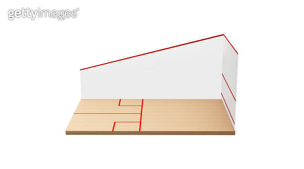 3D Rendering Of A Squash Court With Red Lines Marking Wooden Parquet ...
