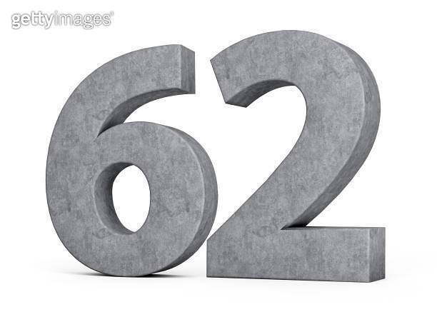 3d Concrete Number Sixty two 62 Digit Made Of Grey Concrete Stone On ...