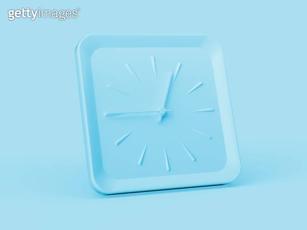 3d Simple Blue Square Wall Clock 12:45 Twelve Forty Five Quarter To 1 ...