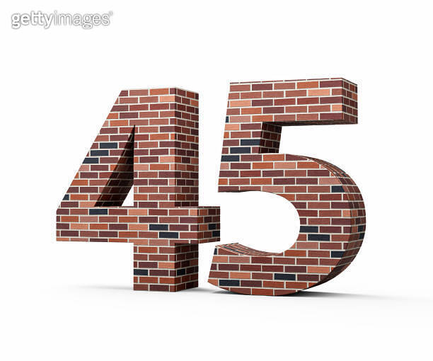 Bricks Wall Number Forty Five 45 Digit Made Of Colored Wall Of Bricks ...
