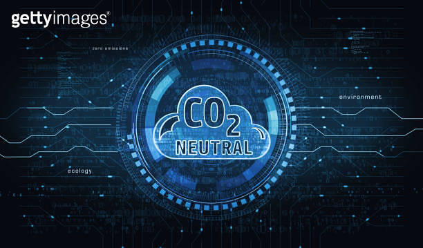 CO2 neutral zero emission decarbonize symbol digital concept 3d ...
