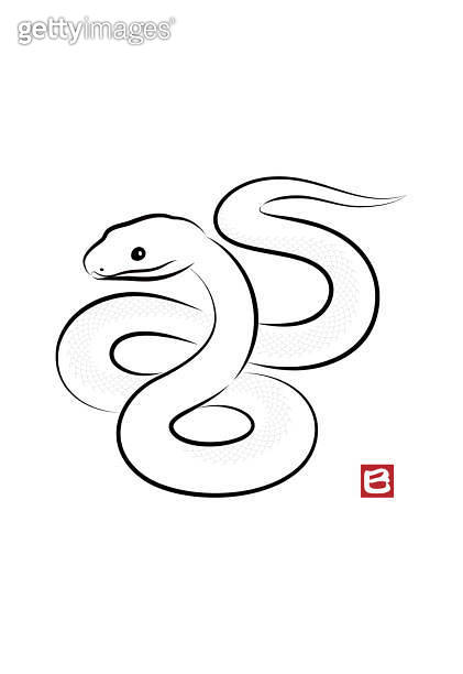 Illustration of an auspicious white snake coiled in a figure eight ...