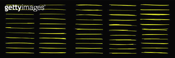 Underline strikethrough neon yellow lines set vector illustration ...