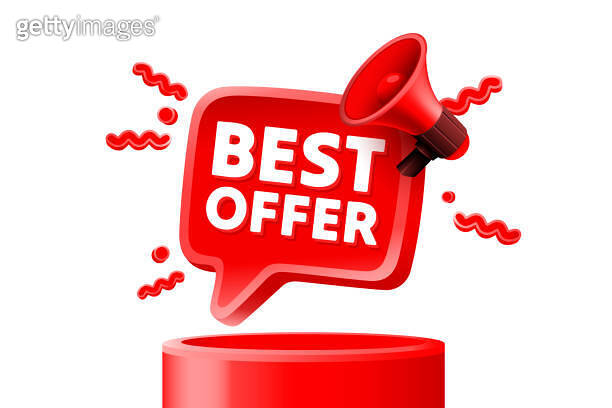 Best offer tag. Speech bubble with megaphone. Special promo sign. Sale ...