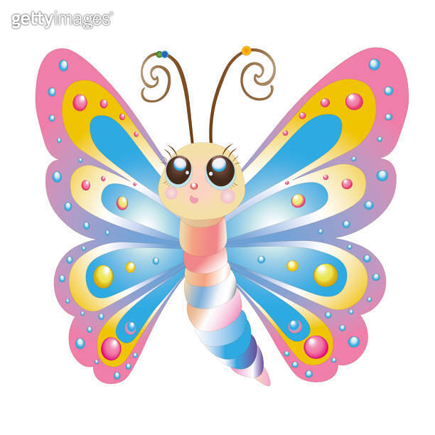 A vibrant, colorful butterfly in a cheerful, child-friendly vector ...