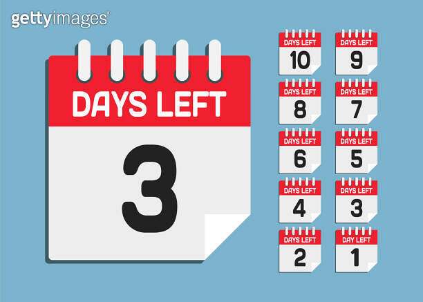 Countdown daily page calendar icon - 3 days left 이미지 (2028854494) - 게티이미지뱅크