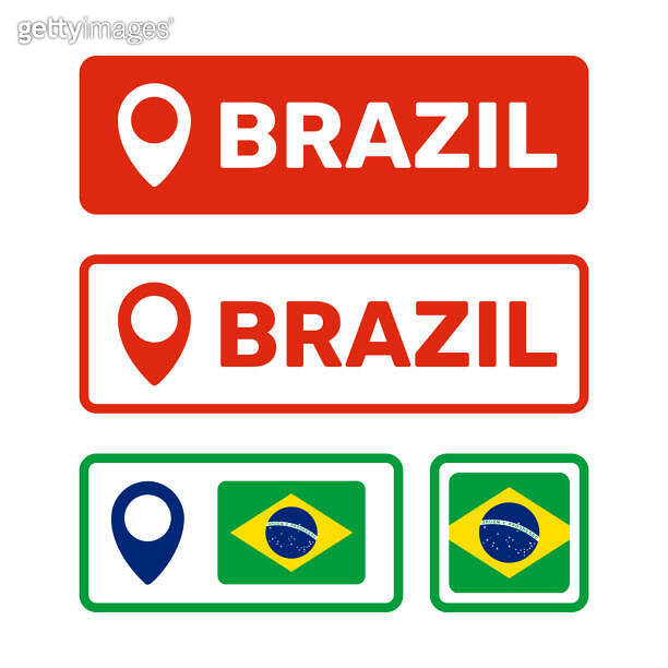 Brazil flag map pointer set, symbols of the flag of Federative Republic ...