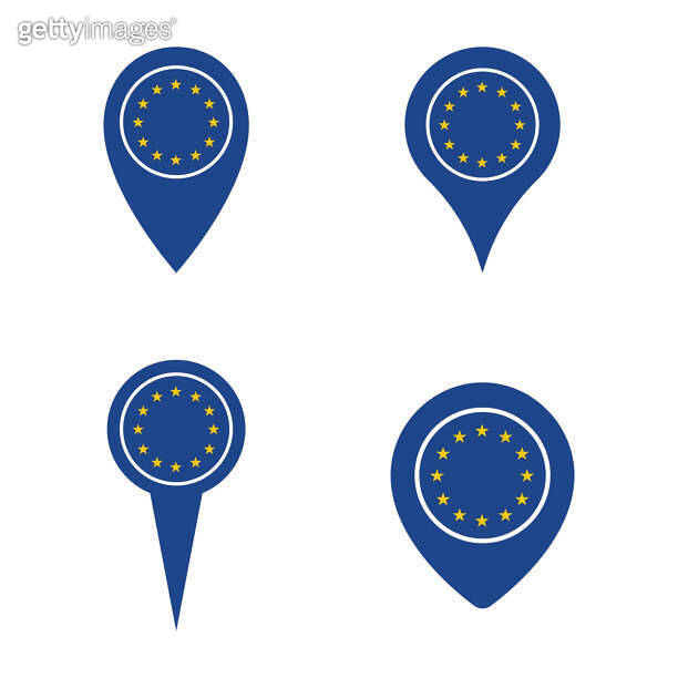 European Union map pointer icons set, symbols of EU flag 이미지 ...