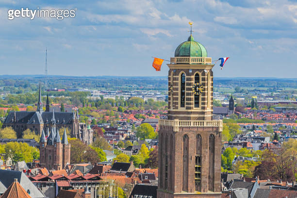 Zwolle Peperbus tower aerial view during Koningsdag 이미지 (2153847396 ...