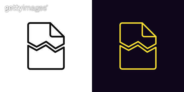 Outline damaged file icon, with editable stroke. Broken document sign ... Outline damaged file icon, with editable stroke. Broken document sign ...