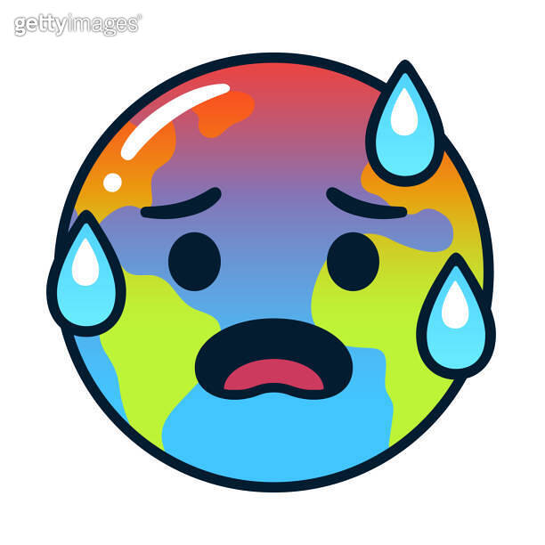 Cartoon Earth hot and sweating 이미지 (2156828795) - 게티이미지뱅크