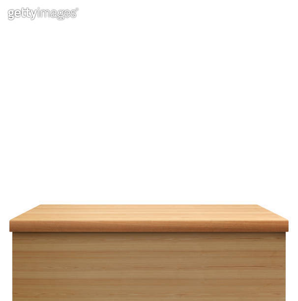 Empty wooden table. Front view. Isolated on a white background 이미지 ...