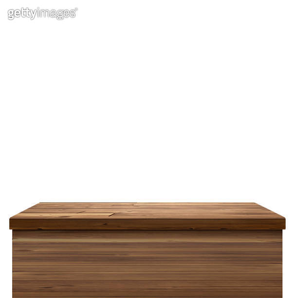 Empty wooden table. Front view. Isolated on a white background 이미지 ...