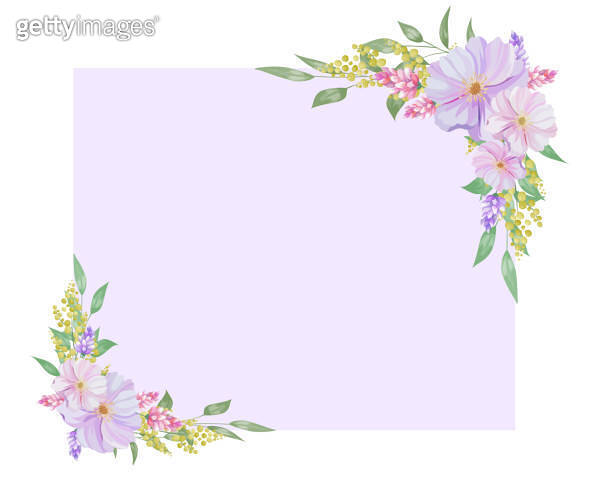 Botanical rectangle frame and border of spring flower and leaf. Yellow ...