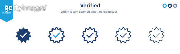 Verified badge icon tick symbol vector approved check mark icon. Blue ...