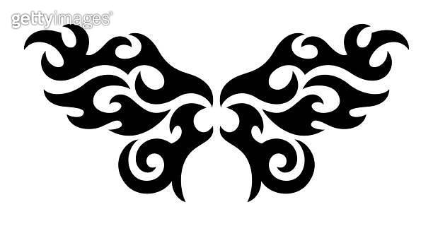 Neo Tribal Tattoo Wings. Y2K Tattoo Butterfly. Vector Black Gothic ...