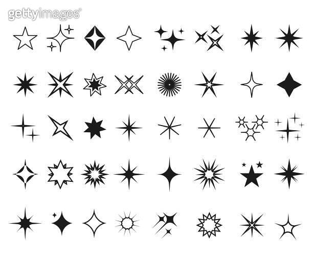 Sparkle Star Icon Set, Different forms of stars, constellations, galaxies vector stock ...