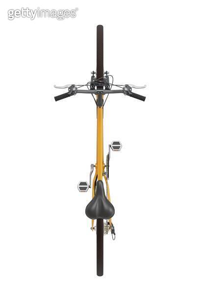 Orange bicycle, top view isolated on white background, 3D illustration ...