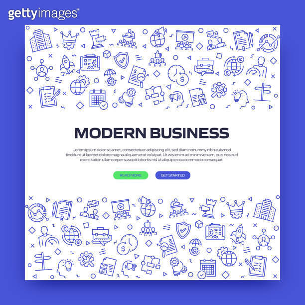 MODERN BUSINESS Related Line Style Banner Design for Web Page, Headline, Brochure, Annual Report ...