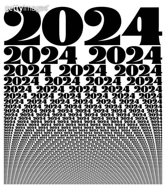 2024 new year black and white card composed of big amount of decreased ...
