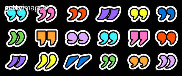 Colorful abstract quotation mark designs with bold outlines (2163515826 ...