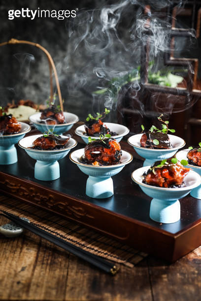 Chinese braised pork in high end sophisticated fine dining restaurant ...