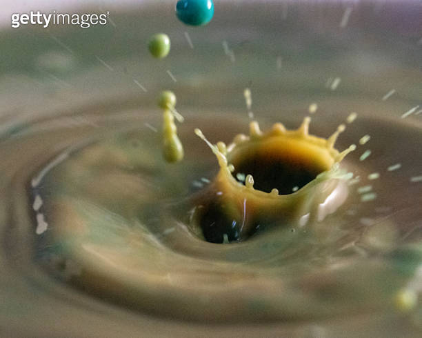 abstract picture with colored drop of various shapes, blurred ...