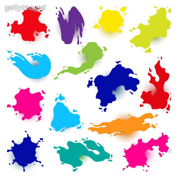 Color paint blots. Creative isolated paint brush strokes or spots. Ink ...