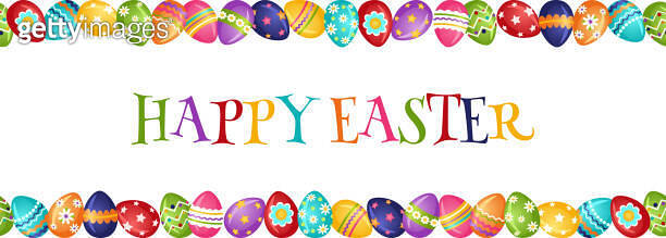 Happy Easter horizontal poster. Trendy Easter design with Easter ...