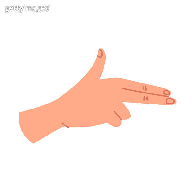 A hand gesture in the shape of a pistol. The symbol of shooting fingers ...