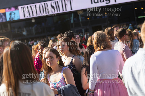 People outside Friends Arena in Stockholm waiting for the concert of ...