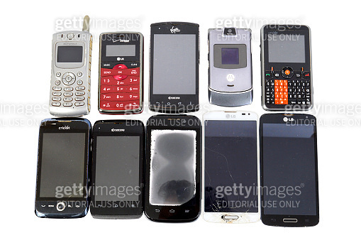 Different Brands and Generations of Mobile Phones Editorial 이미지 ...