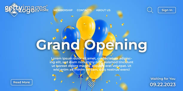 Grand opening website, landing page or web banner design template. Home ...