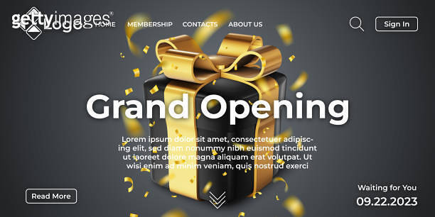 Grand opening landing page, website or web banner design template. Home ...