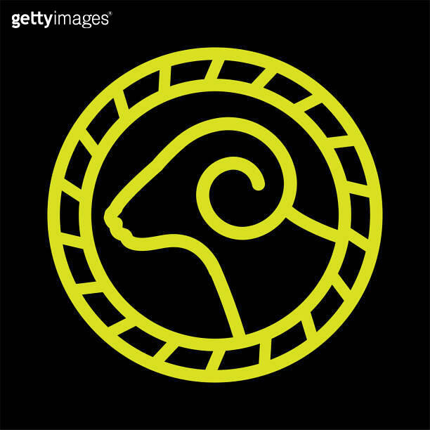 Circular Goat Sheep Lamb Gore Monogram Line Outline Illustration Design ...