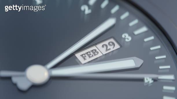 3d rendering clock of change to February 29th. Leap year concept design ...