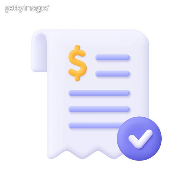 Receipt bill with check mark. Approved invoice bill. Finance, banking ...