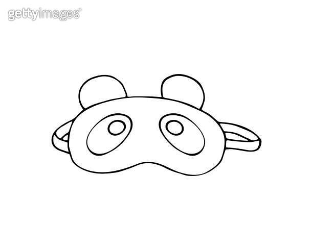 Hand-drawn nighttime eye mask. Sleeping mask cute Panda face. Mask for ...