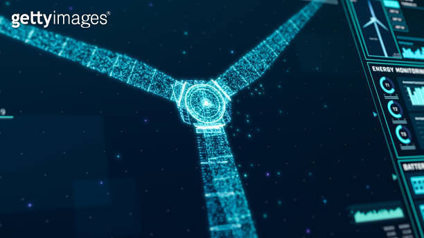 Futuristic wind turbine energy control center interface design, digital ...