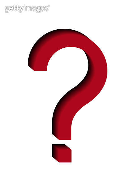 Large red 3d Question mark isolated on white background. Solve problem ...
