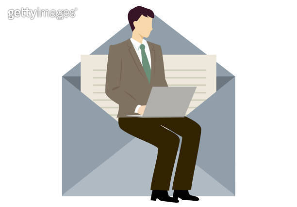 email icon and man sending email simple flat illustration (1966852891 ...