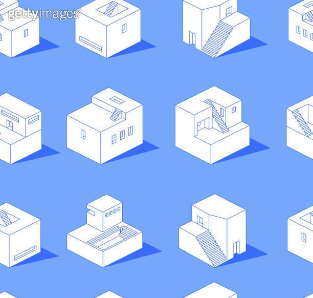 Isometric White Building Set, Abstract House Icon Pack, Seamless ...