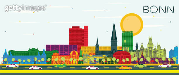 Bonn Germany City Skyline with Color Buildings and Blue Sky. Business ...