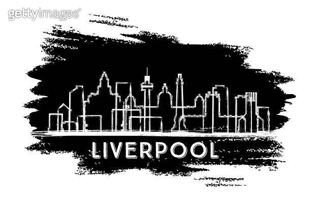 Liverpool England City Skyline Silhouette. Hand Drawn Sketch. Business ...