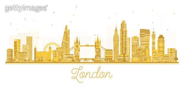 London England city skyline silhouette with golden buildings isolated ...