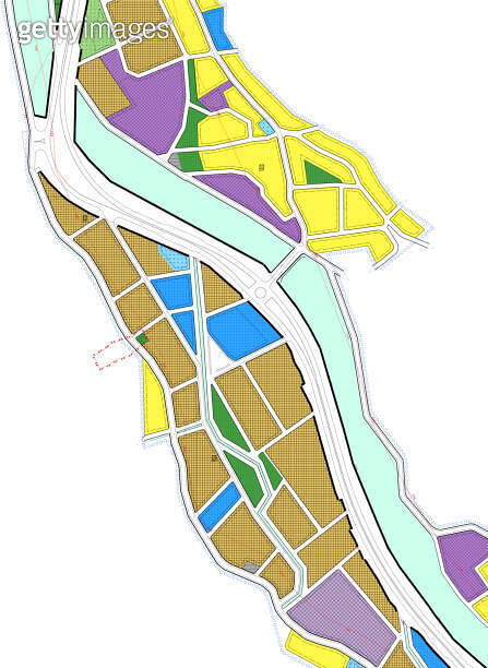 General Urban Plan with urban destinations, roads, buildable areas and ...