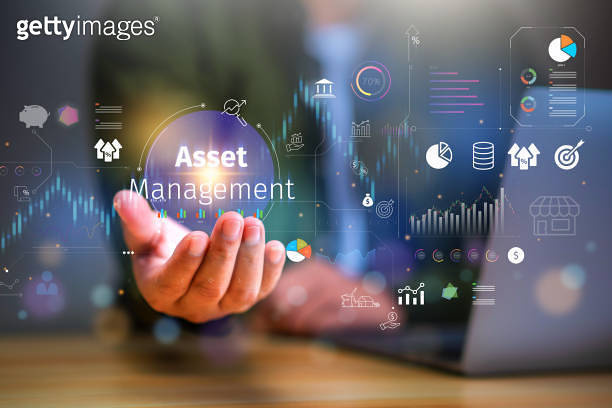 Asset management concept, Businessman Holding asset management and Icon ...