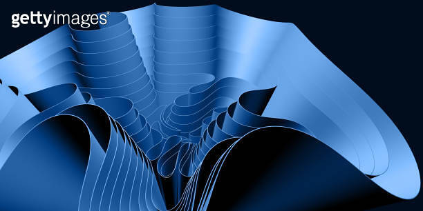 Abstract background wavy blue fabric. Wavy color lines. 3D rendering ...