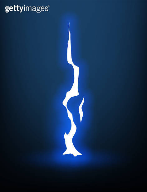 Lightning animation with sparks. Electricity thunderbolt danger, light ...
